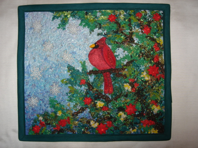 StitchyTreasures: Holiday Art Quilt - Little Red Cardinal