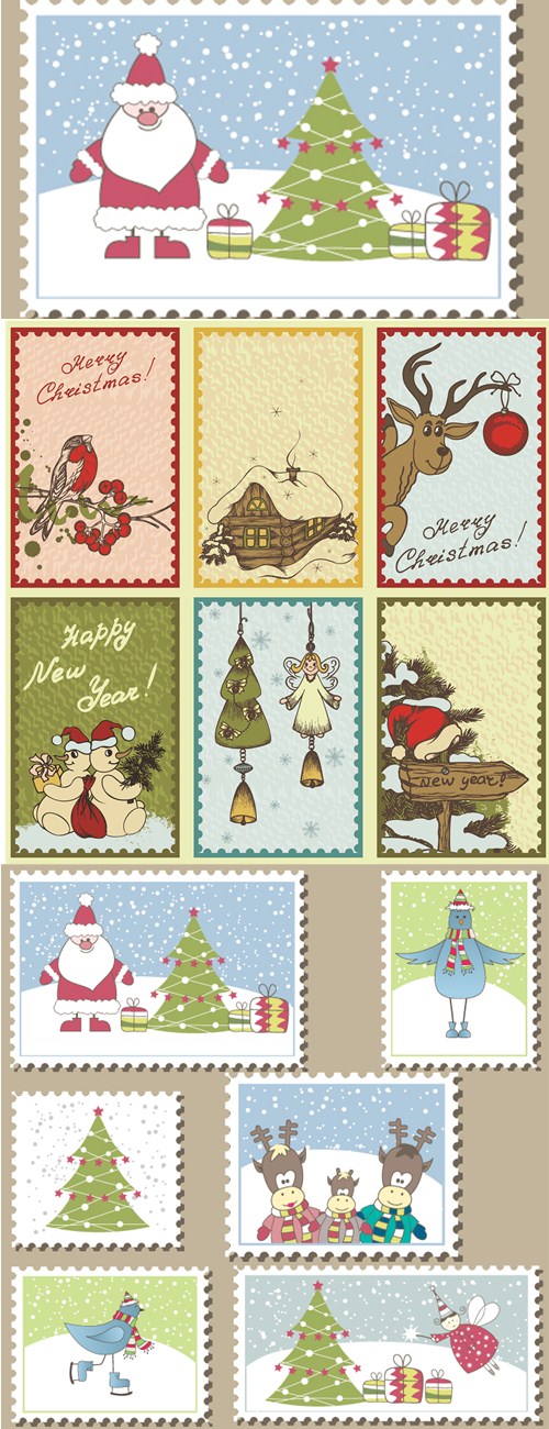 Quality Graphic Resources: Winter Stamps - Vector