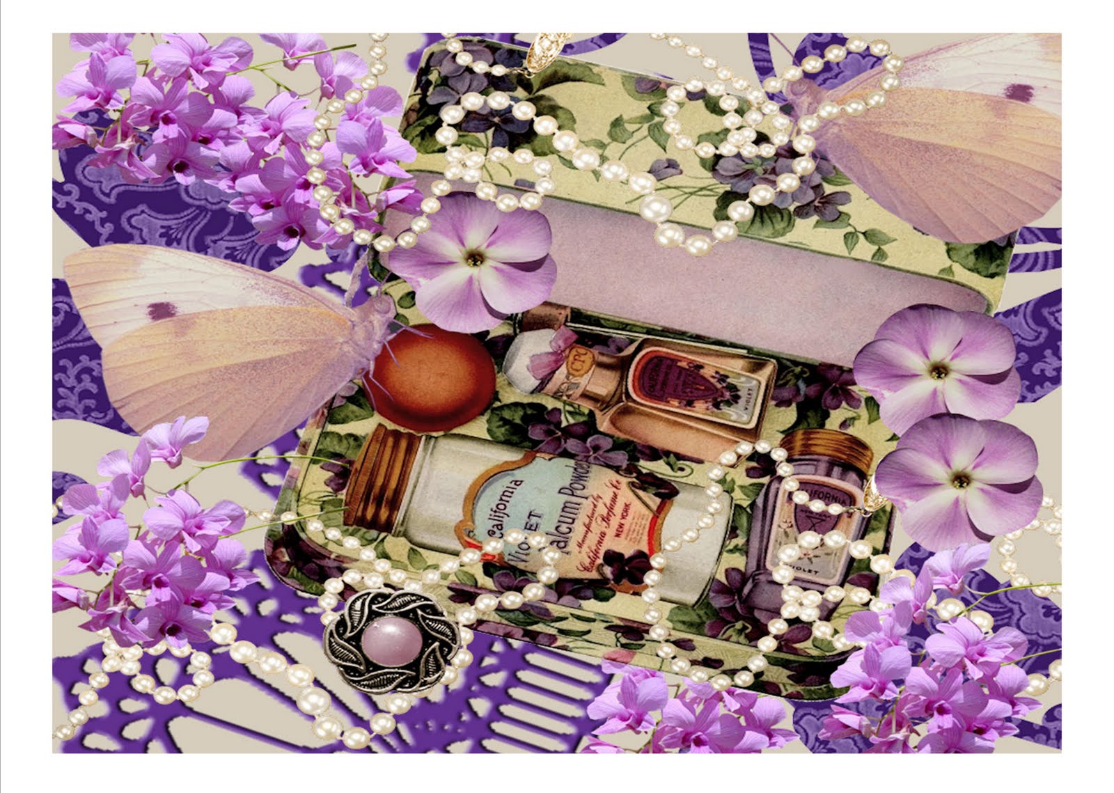 VIOLET BOX COLLAGE SHEET & CARD SET AT DEZINAWORLD | digital-whisper