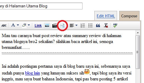 Cara Membuat Post Summary di Halaman Utama Blog