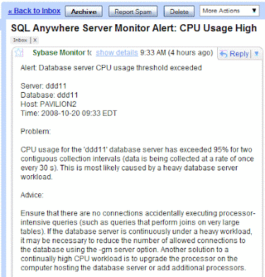 SQL Anywhere: Database Monitor Email Alerts