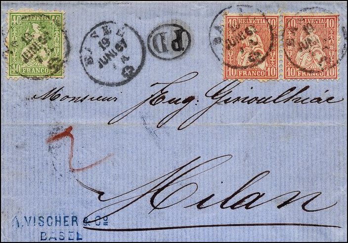 Présentation de quelques timbres et lettres: Helvétie assise dentelée