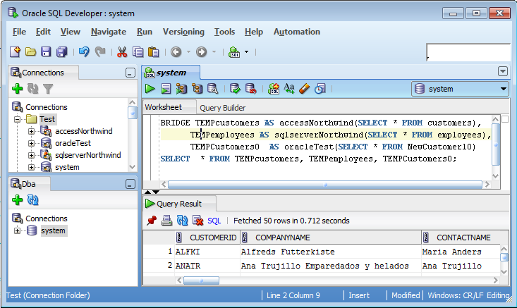 Cross Database Bridge Statement