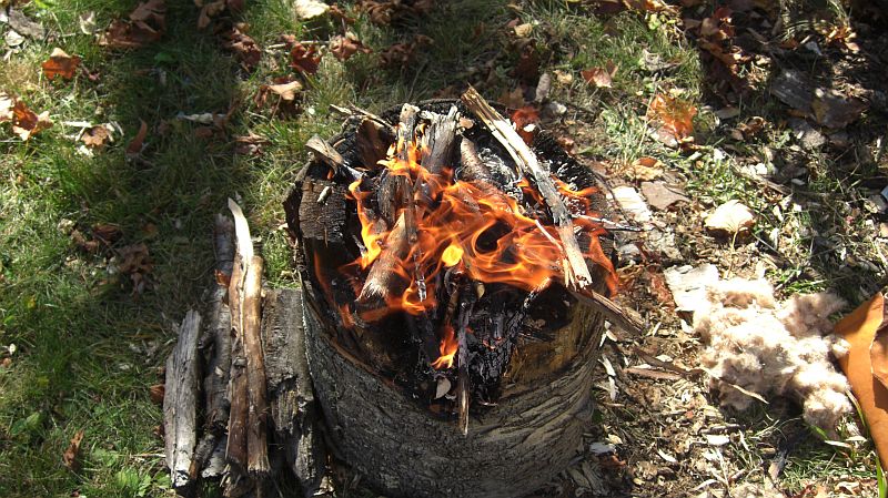 American Grouch: Fire- Cattails & Jute Twine