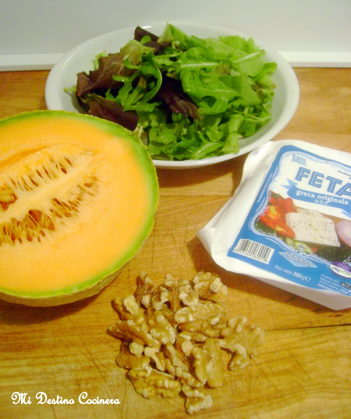Maravillosas Ensaladas: Melòn, Feta y Hojas Verdes con Nueces ...
