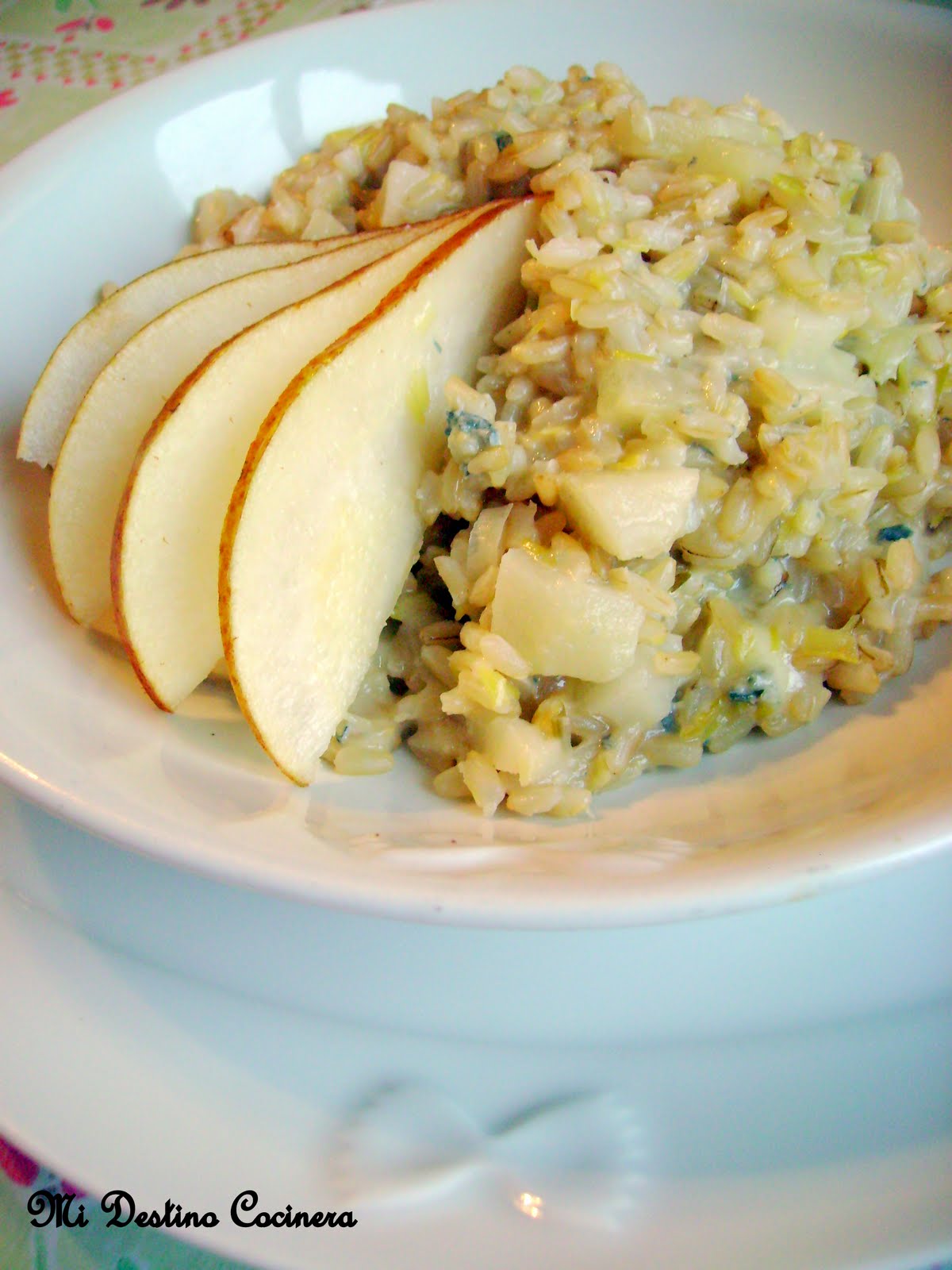 Arroz Integral con Peras y Gorgonzola para un Risotto Diferente.