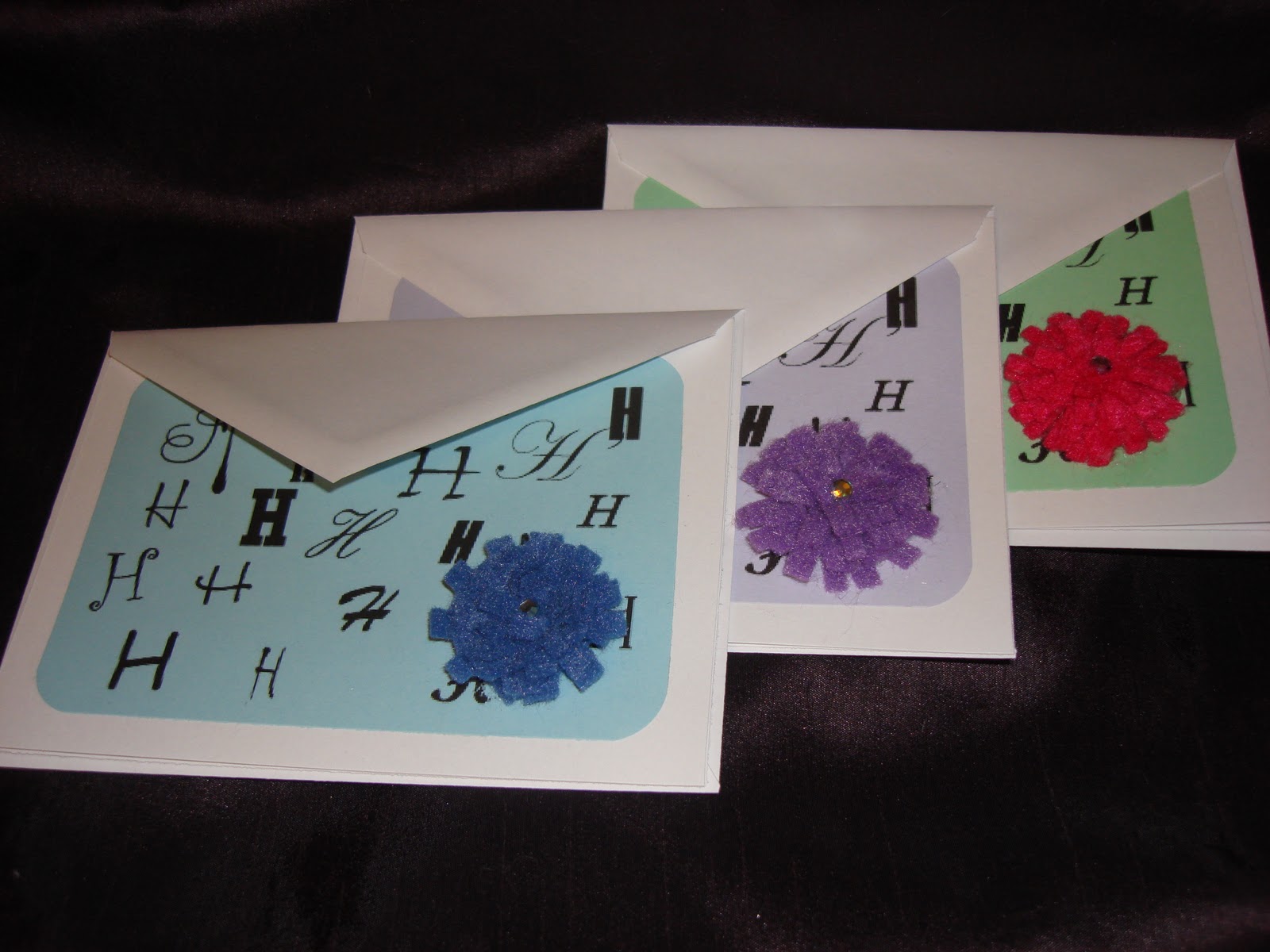 A Couple of Craft Addicts: Felt pom flower initial cards
