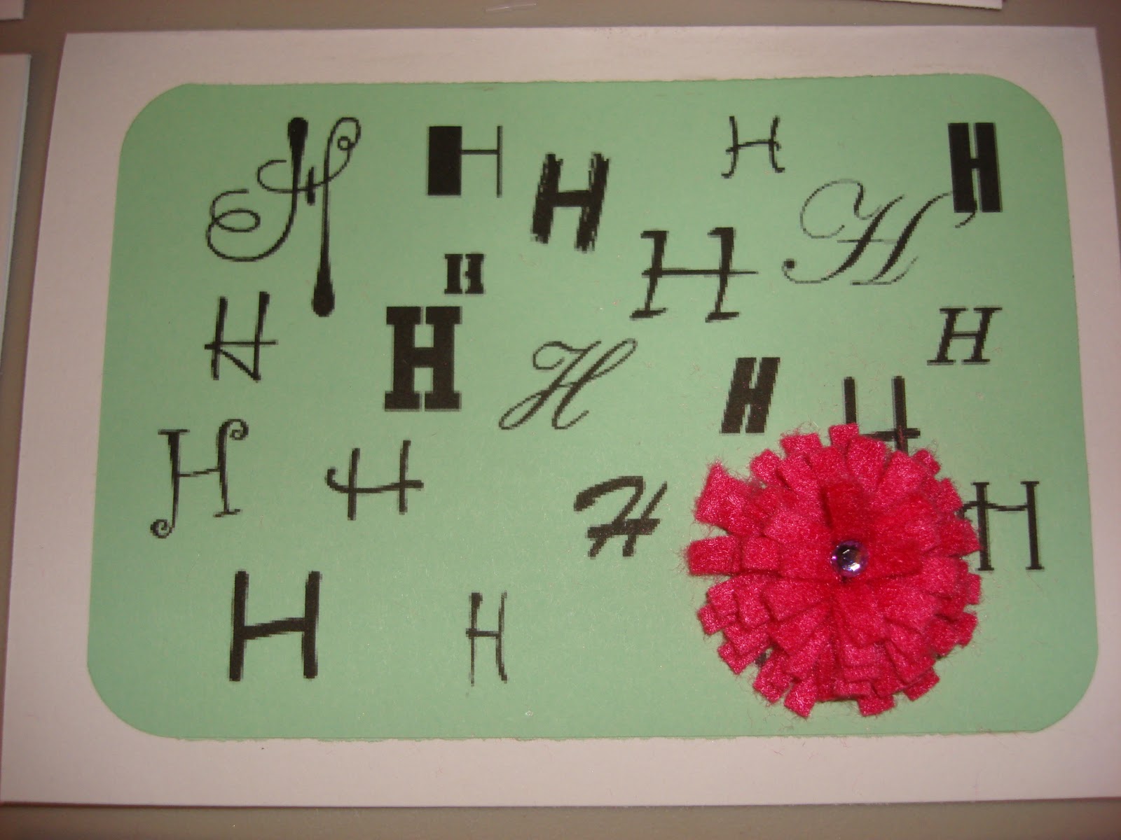 A Couple of Craft Addicts: Felt pom flower initial cards