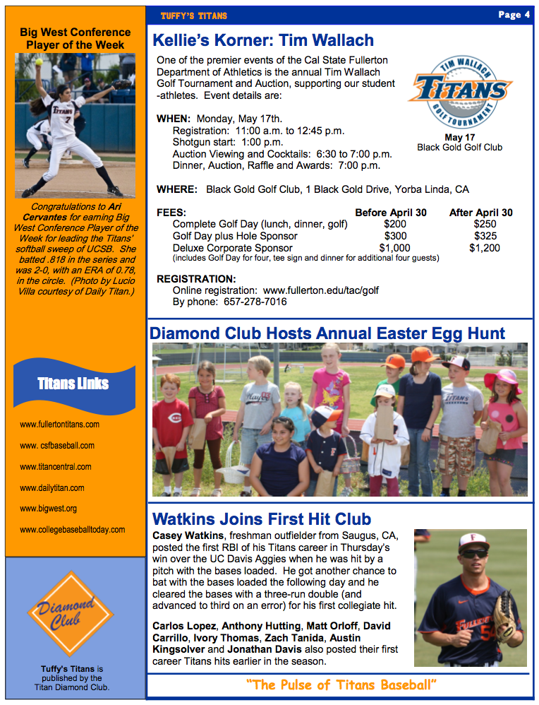 CSF Baseball: Diamond Club Newsletter (April 11, 2010)