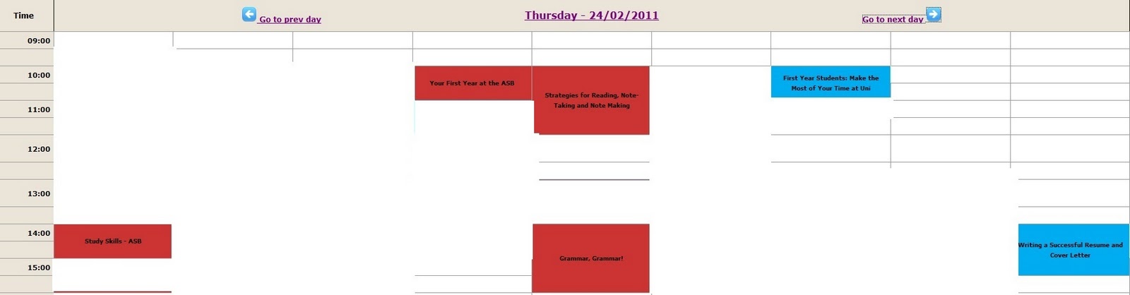 *memory lane*: O week UNSW timetable