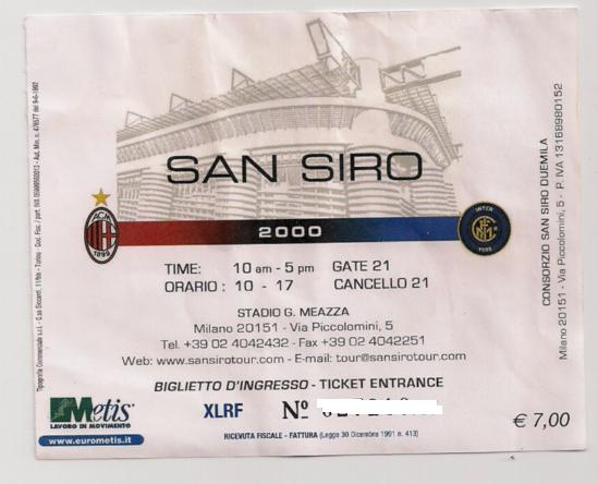 Collezione gadget Inter: biglietto d'ingresso Museo Inter-Milan stadio ...