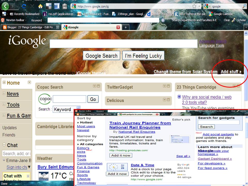 23 Things Cambridge: Thing 1- Set up a Google ID & build an iGoogle page