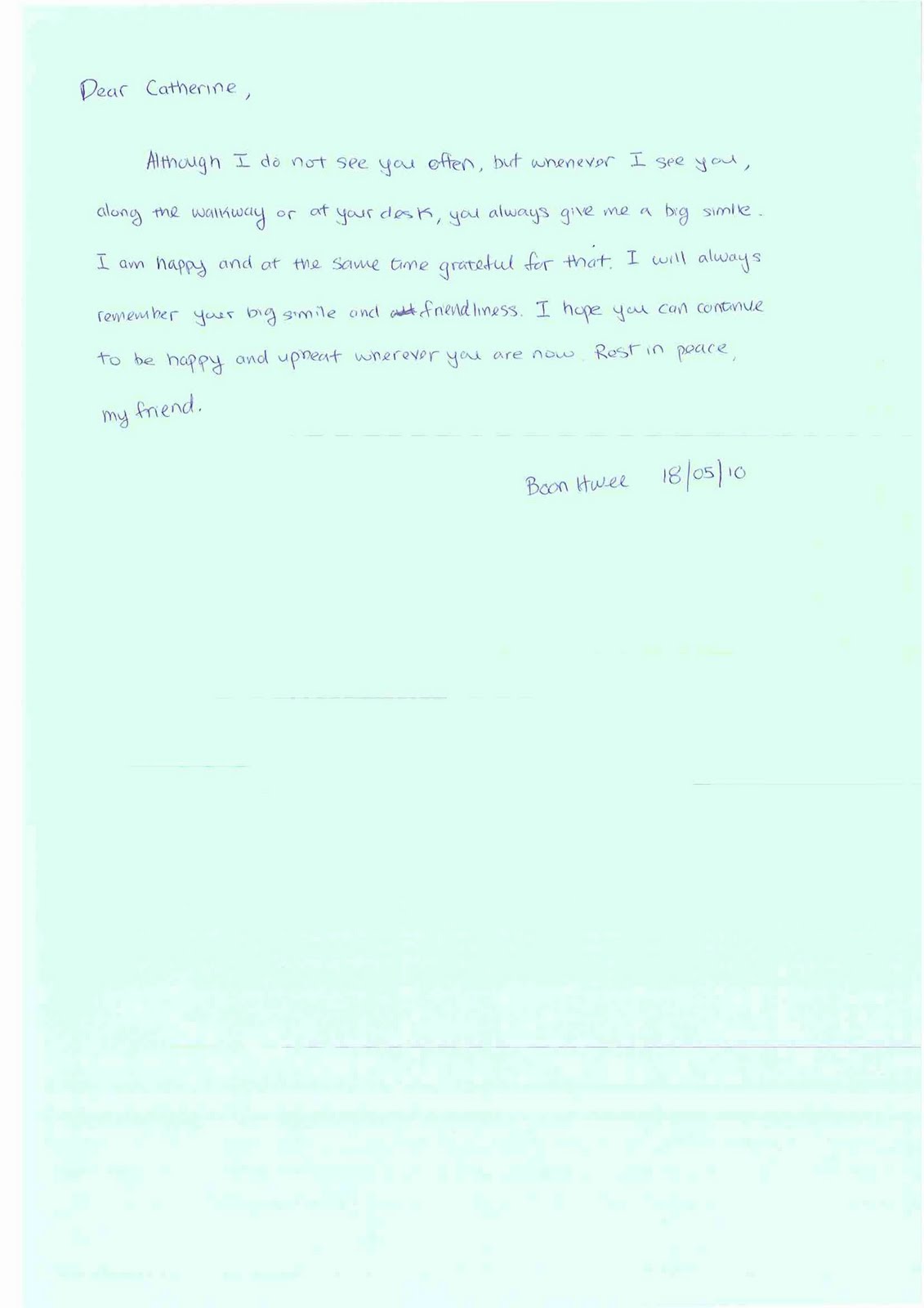 In Memory of Catherine Teo