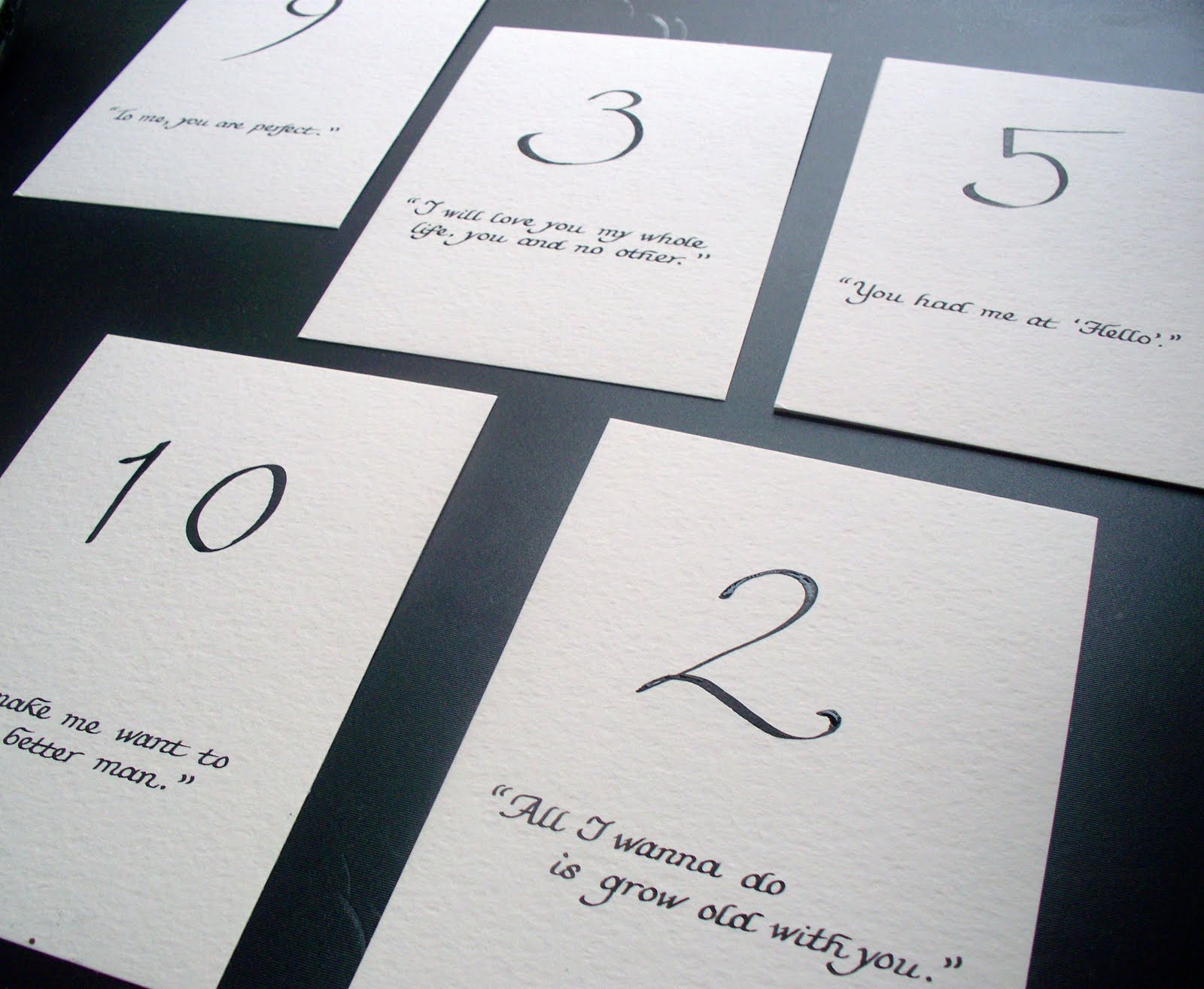 From the Ash Tree Meadow...: Calligraphy for Quotes on Table Cards