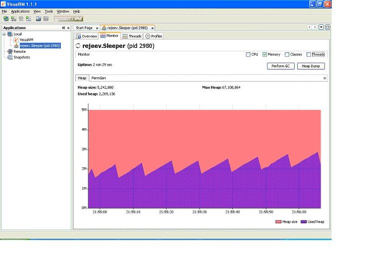 Misc: Analyzing Memory Leak in Java Applications using VisualVM