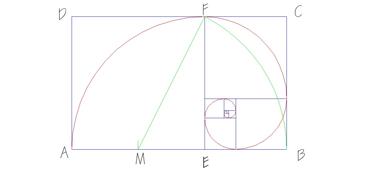 Curvas planas: Espiral de Durero en rectángulo áureo
