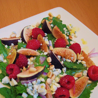 Mango & Tomato: Fig Salad with Raspberries, Blue Cheese and Pine Nuts