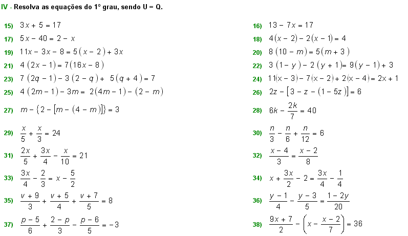 Ensino de Matemática : Equação de 1º grau