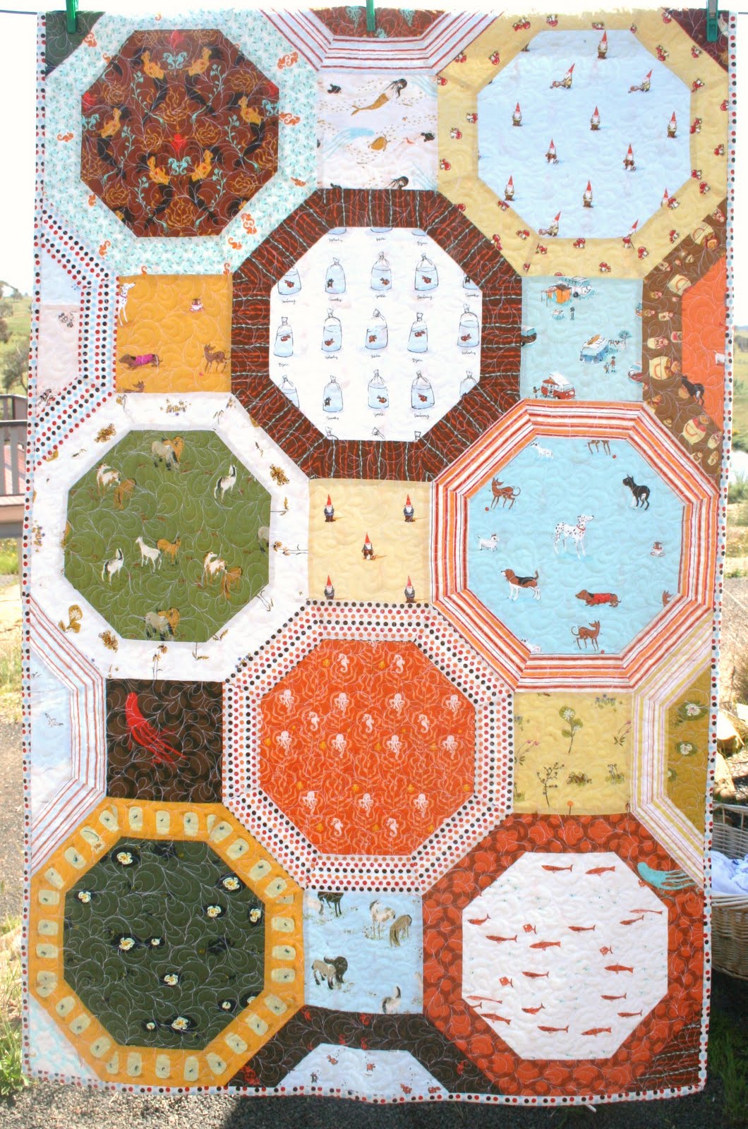 Gone Aussie Quilting: Heather Ross Octagon Quilt Finish