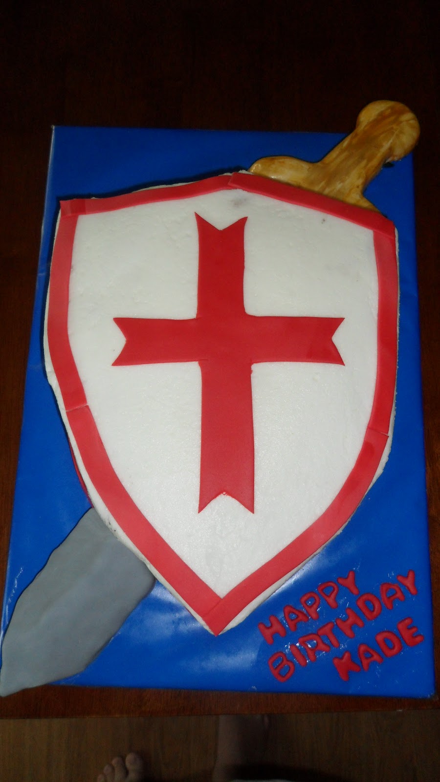 Three Sweet Cakes: Medieval Sword and Shield Birthday Cake