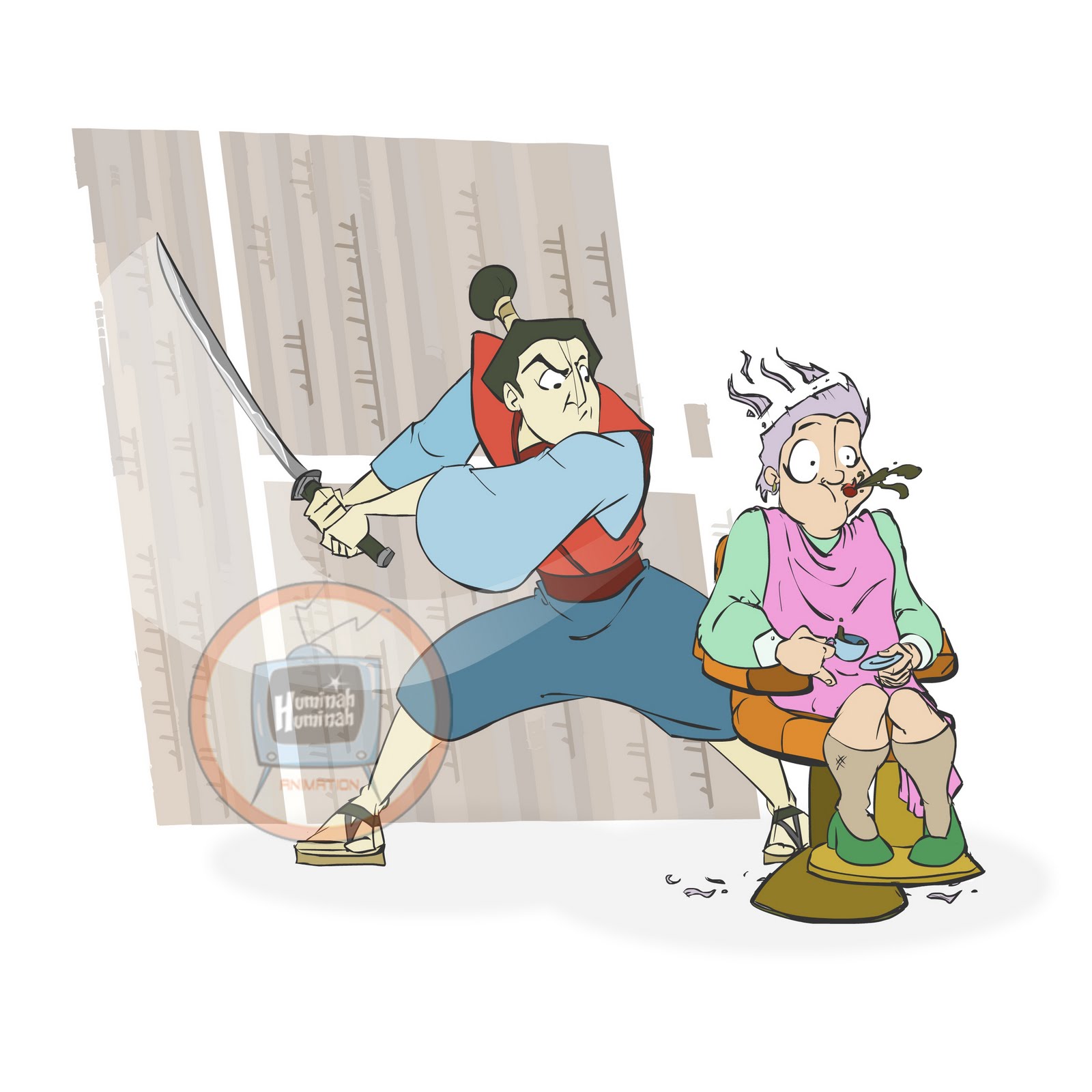 Huminah Huminah Animation: Samurai haircut