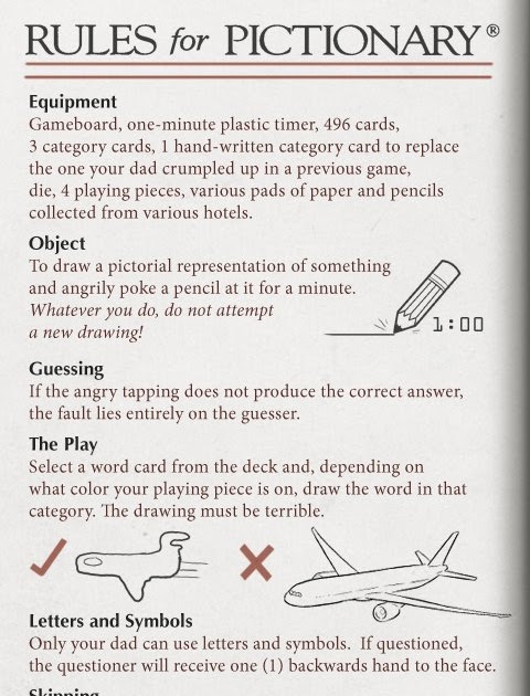 Sober in a Nightclub: Rules for Pictionary