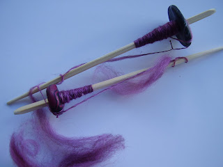 Making spindles with chopsticks & fimo.