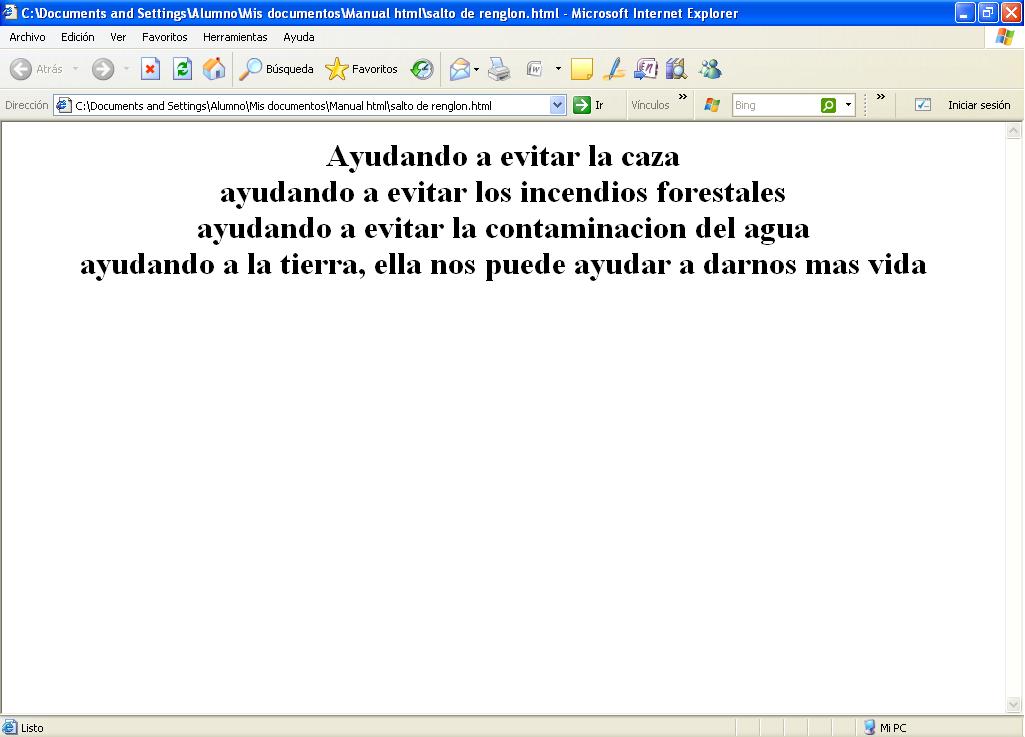 Manual Html: 3.6 Salto de renglon