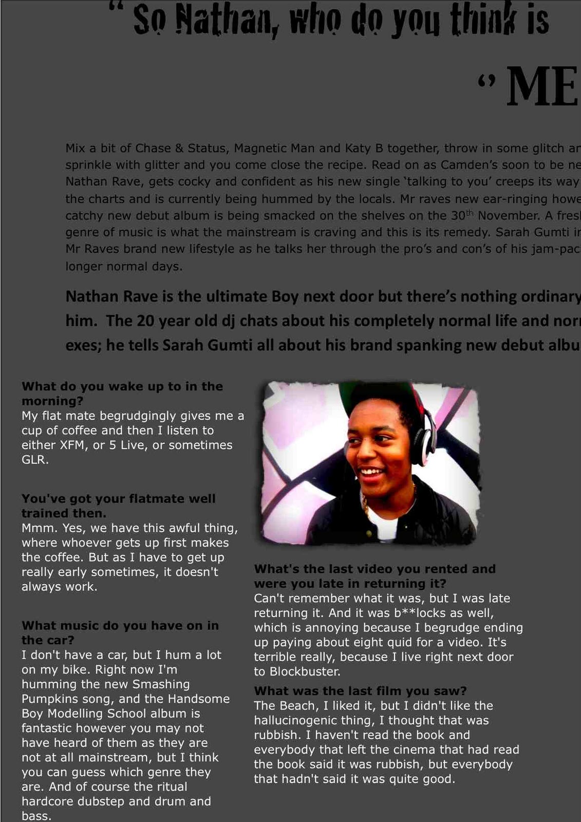 Alicia A2 Media Studies: Double page spread;artist based article.