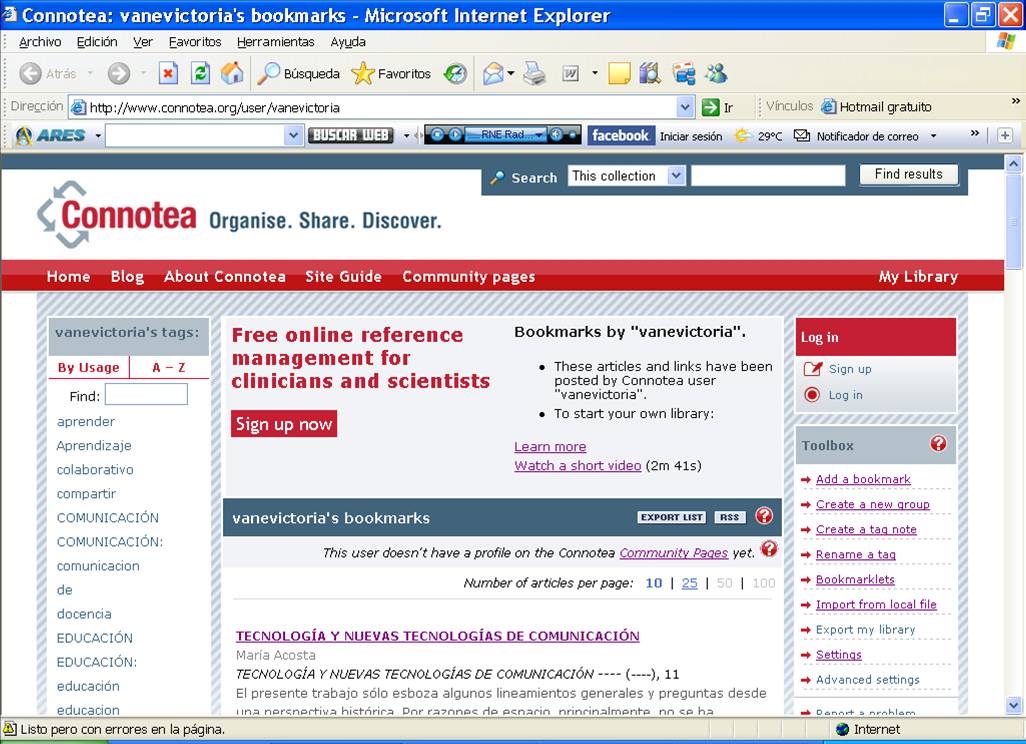 importancia del lenguaje escrito: Biblioteca Personal Connotea