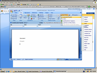 DocuPoint: Content Types, Document Information Panel and Quick Parts