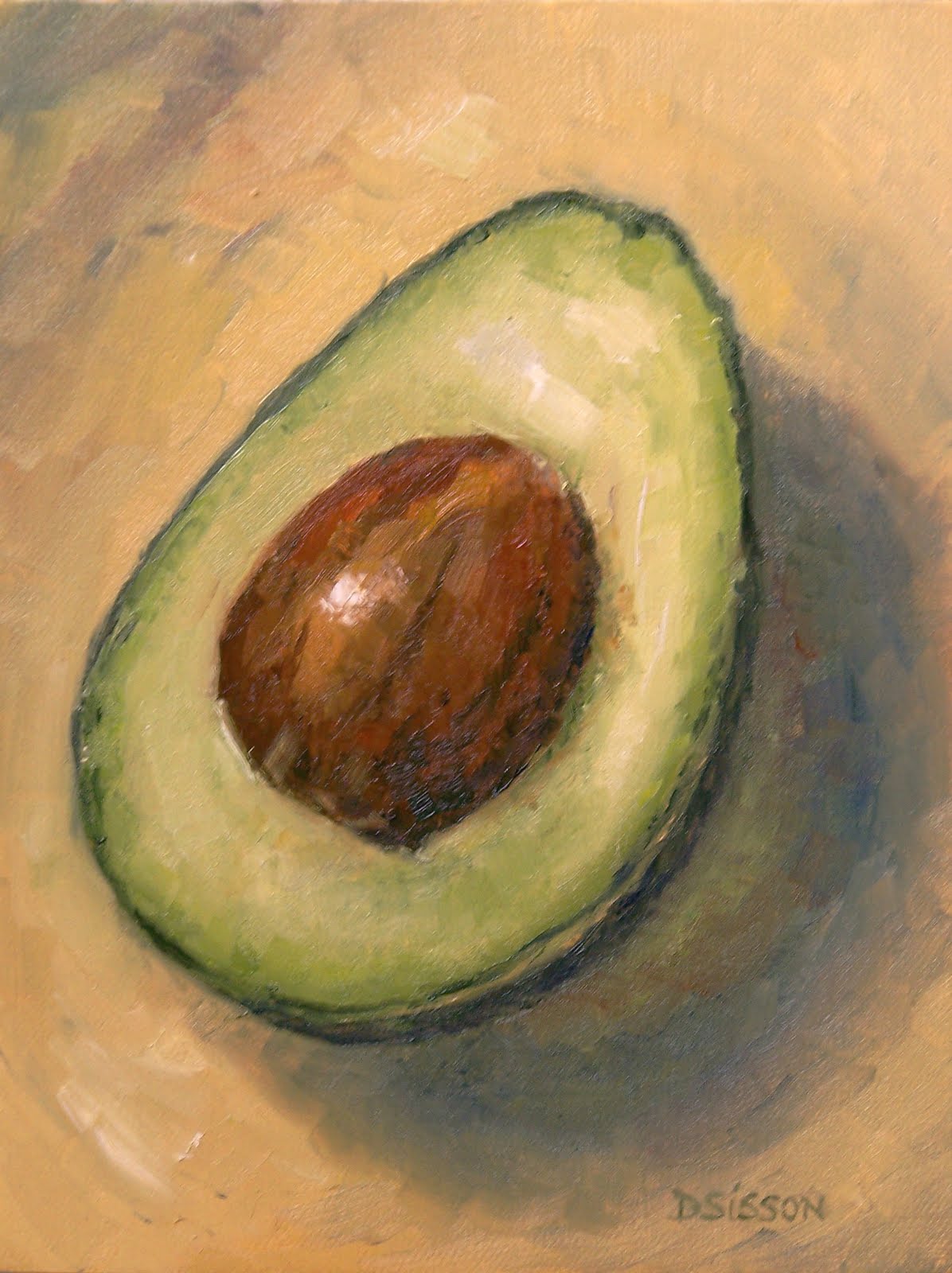 Daily Painting Projects: Avocado No.3 Oil Painting Vegetable Art Still ...