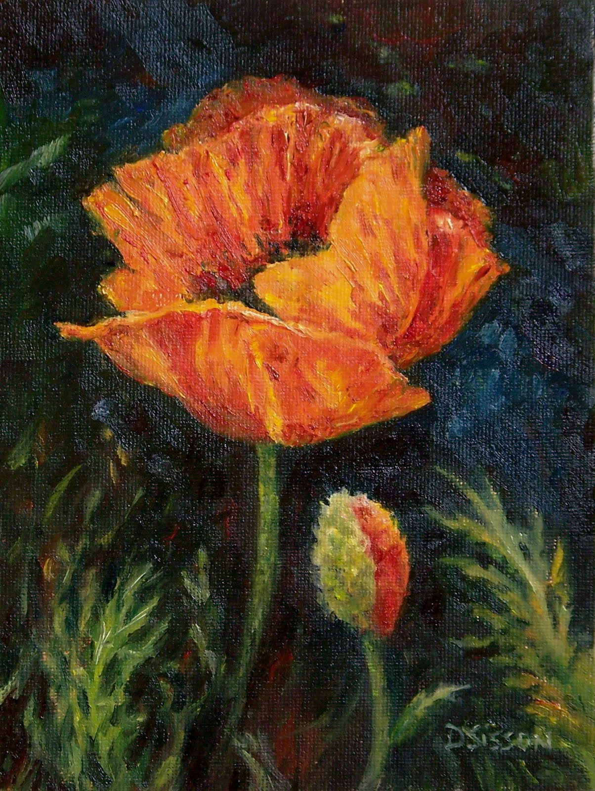 Daily Painters of Arkansas: Orange Poppies Debra Sisson Oil Painting ...