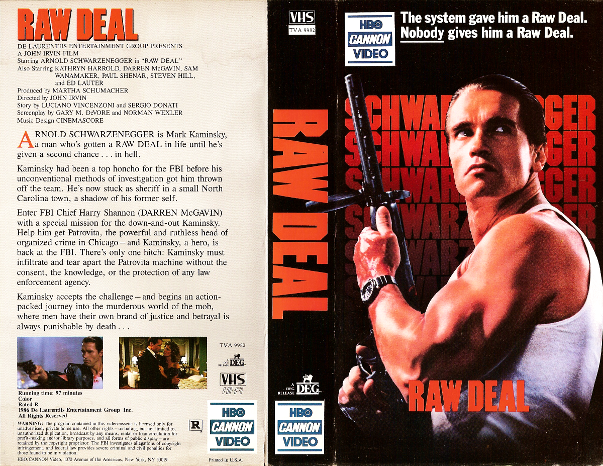 Basement of Ghoulish Decadence: Raw Deal (1986) - 1986 HBO Cannon Video VHS