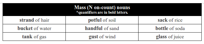 Classification of Nouns: Mass (Non-count) Noun