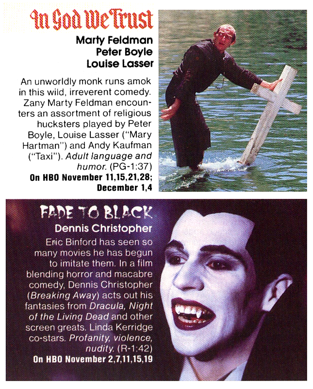 CineCraze: HBO/Cinemax Guide - November, 1981