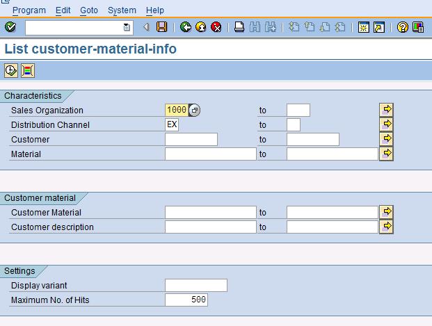 SAP Treasure Box: Veiw customer material list