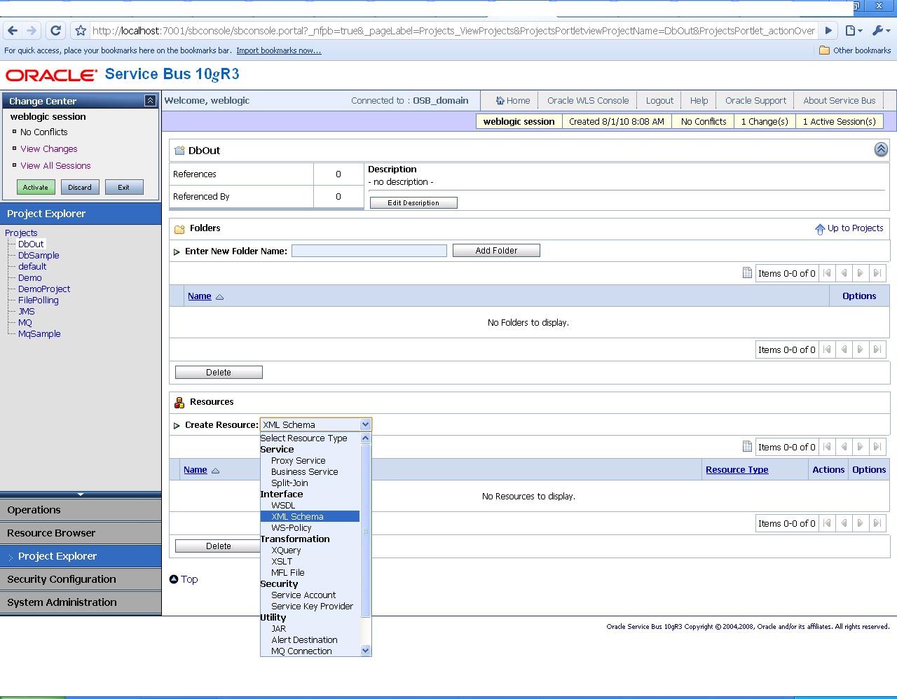 Learning Soa Outbound Dbadapter Sample In Oracle Service Bus