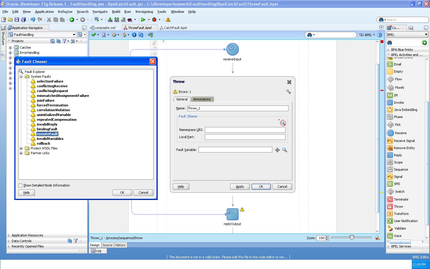 Learning SOA: Fault handling in Oracle SOA Suite 11g-Example Learning SOA: Fault handling in Oracle SOA Suite 11g-Example