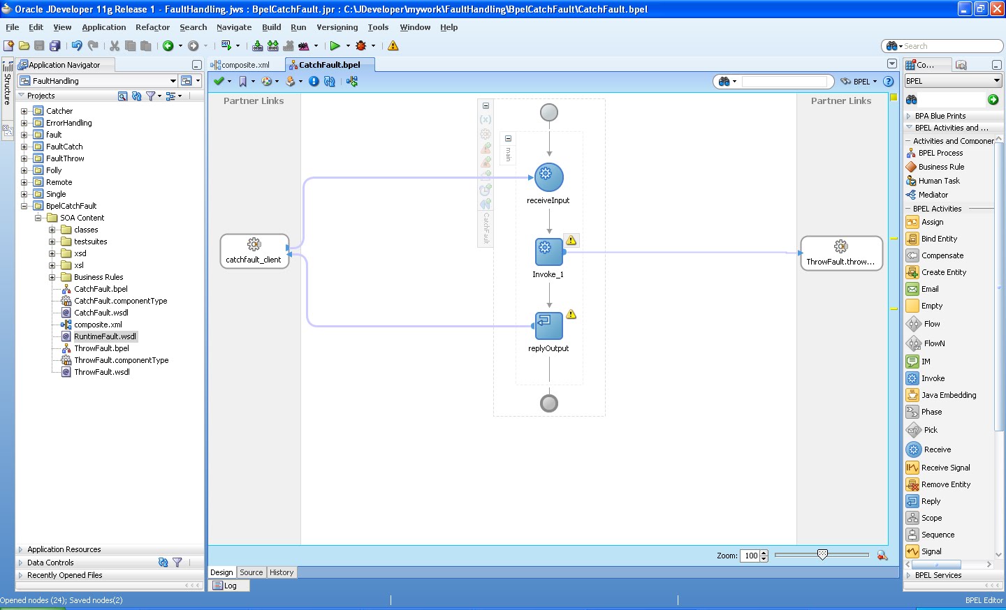 Learning SOA: Fault handling in Oracle SOA Suite 11g-Example