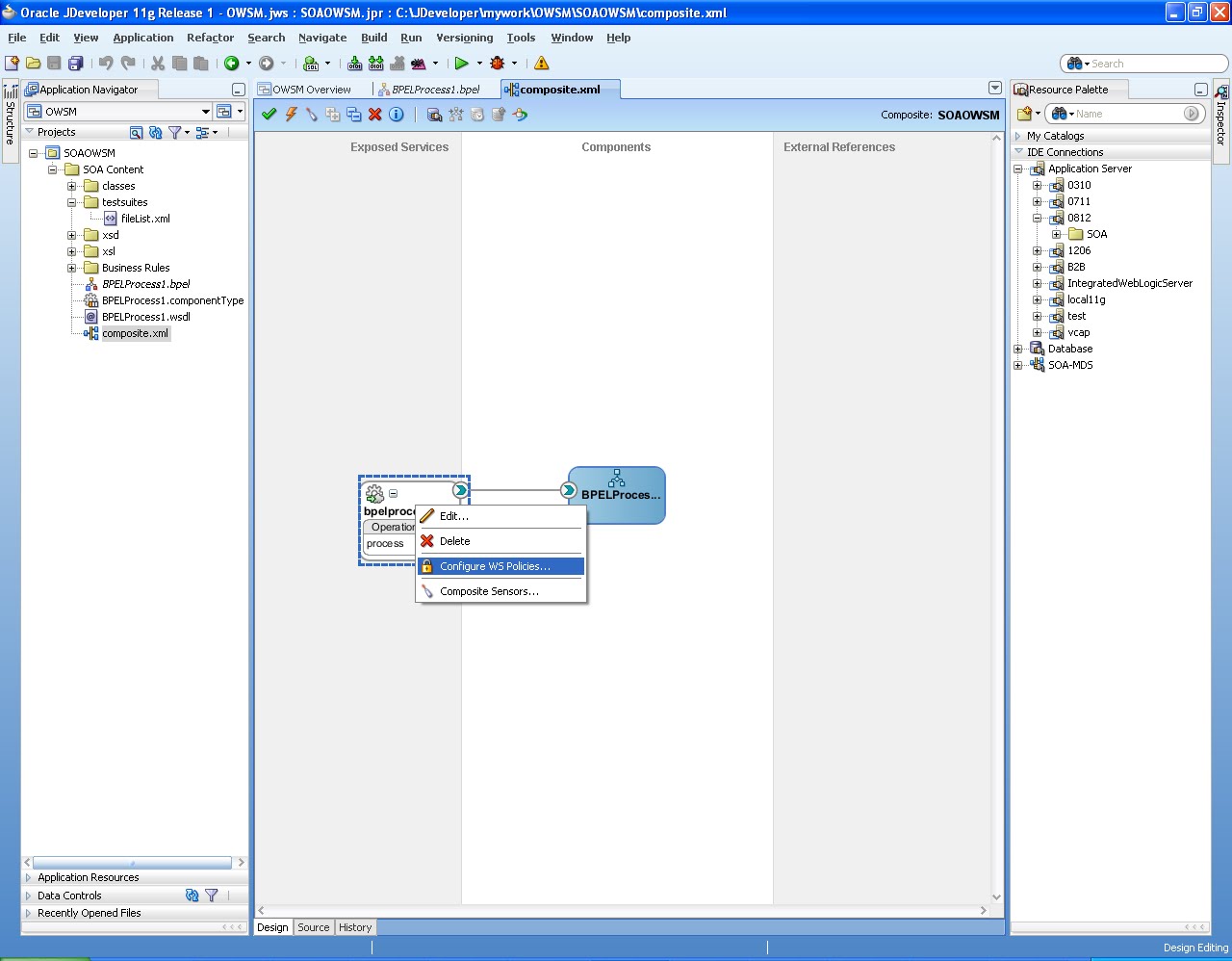 Learning SOA: Configure WS Policies in SOA Suite 11g