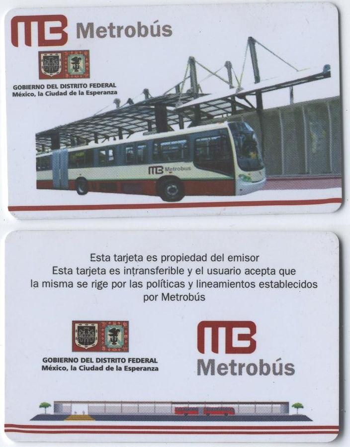 Coleccionista de Boletos: Tarjeta Metrobus, México DF