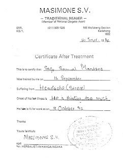 South African Jokes: Sick Note: African Style