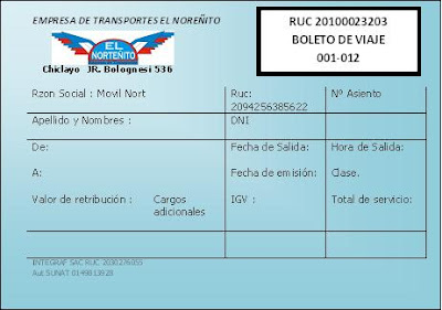 Contabilidad: Ciencias Contables: Modelo de Boleto de Viaje