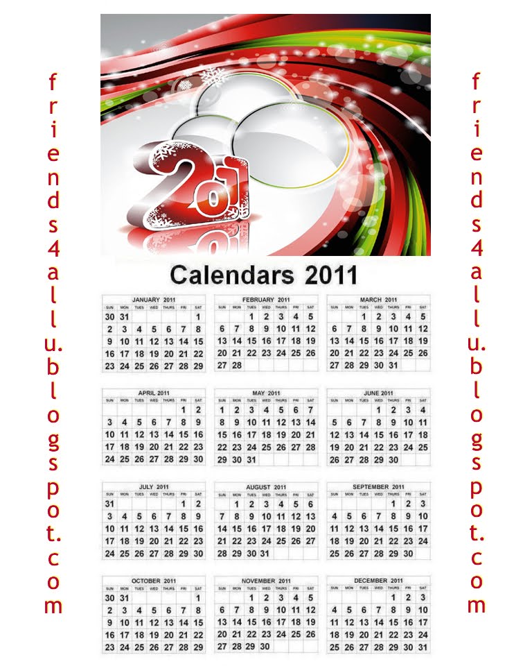 Friends4allu - The True Friendship Site: New Year 2011 Calendars
