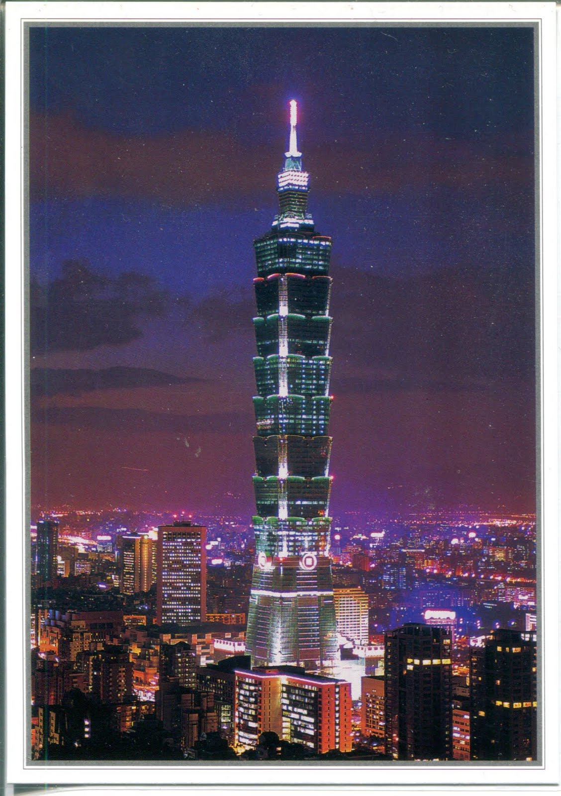 collect ROC: Taiwan postcards: Taipei 101 Tower, Night view