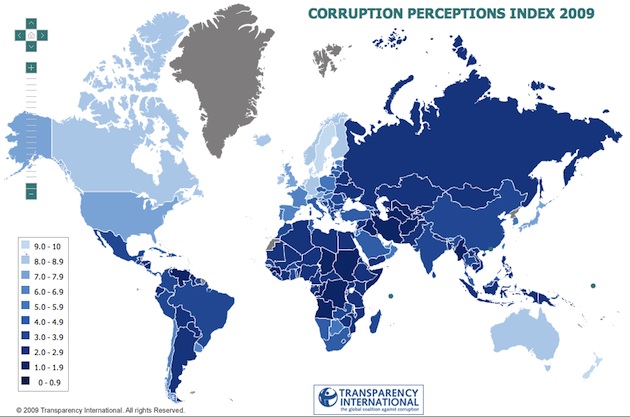 Comparative Economic Development: The 2009 Corruption Perceptions Index