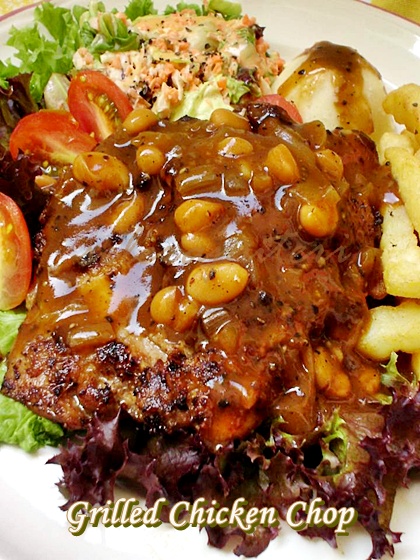 Grilled Chicken Chop & Blackpepper Sauce - Singgahsana Kitchen