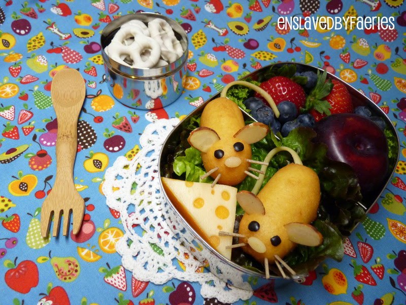 enslavedbyfaeries: Mini Corn Dog Mice Bento Box