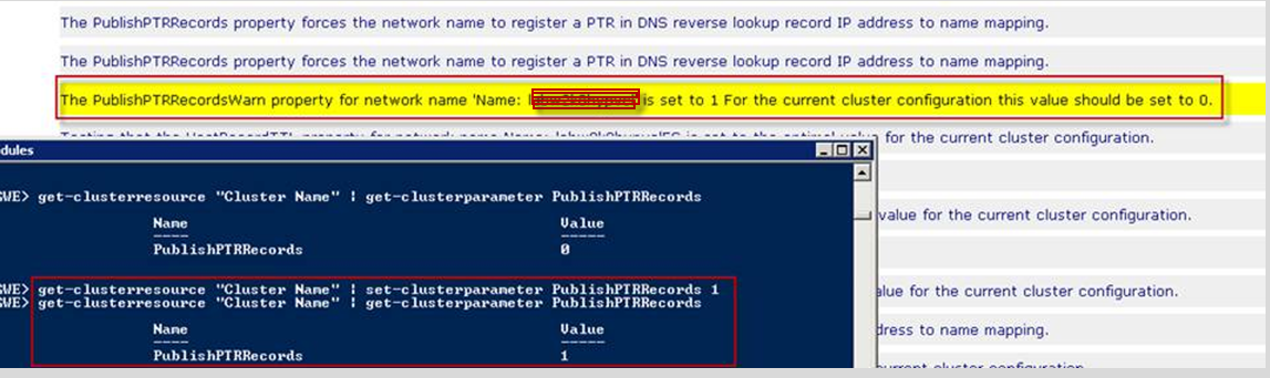 It Infrastructure Solutions Failover Cluster Validation Test Warns About Publishptrrecordswarn
